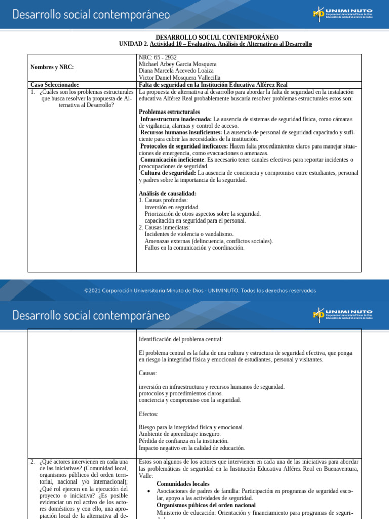 Analisis de Alternativa Al Desarrollo | PDF | Valores | Ansiedad