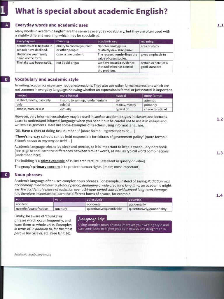 Academic Vocabulary - Introduction | PDF