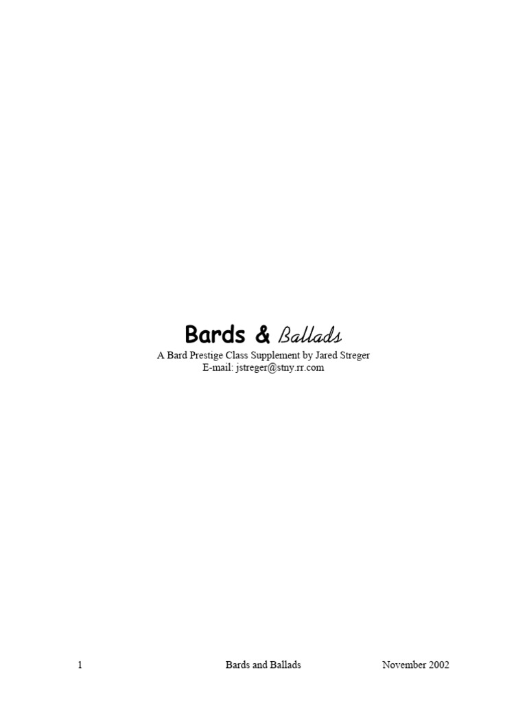 Bards and Ballads | PDF | License | Magician (Fantasy)