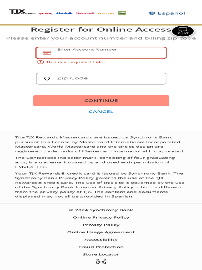 Register Your TJX Credit Card Account | PDF