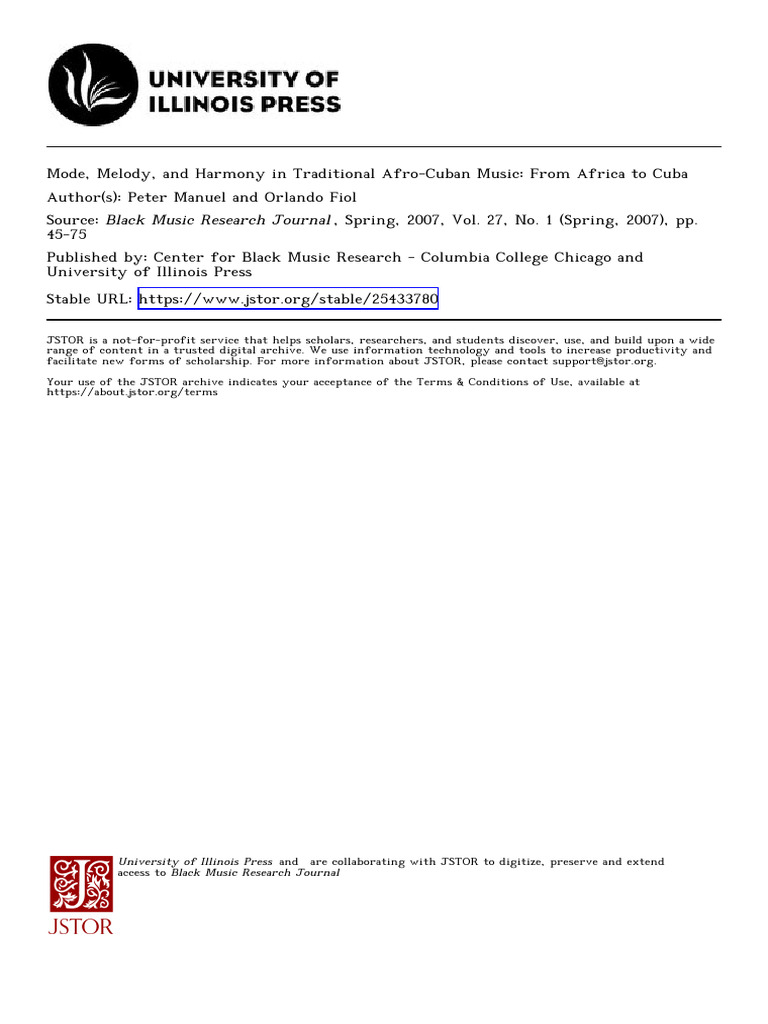 Manuel - Fiol - Mode Melody Harmony in Traditional Afro Cuban Music ...