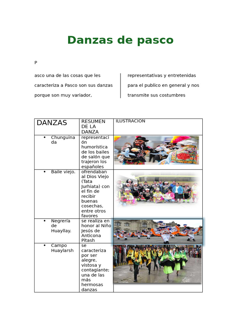 Danzas de Pasco | PDF
