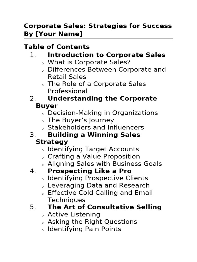 Corporate Sales - The Book | PDF | Sales | Procurement