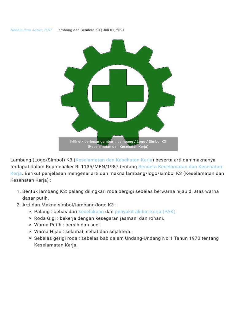 Lambang (Logo - Simbol) K3 (Keselamatan Dan Kesehatan Kerja) Beserta Arti Dan Maknanya ...