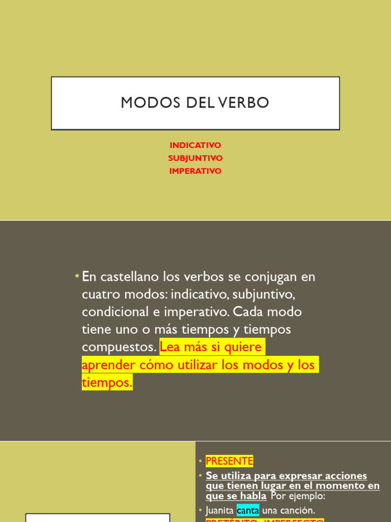 Modos Del Verbo | PDF | Lingüística | Morfología