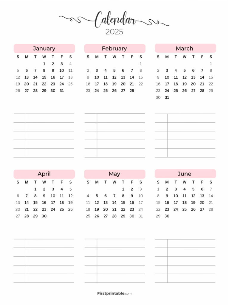 Printable Calendar 2025 Template 04 Firstprintable Com | PDF