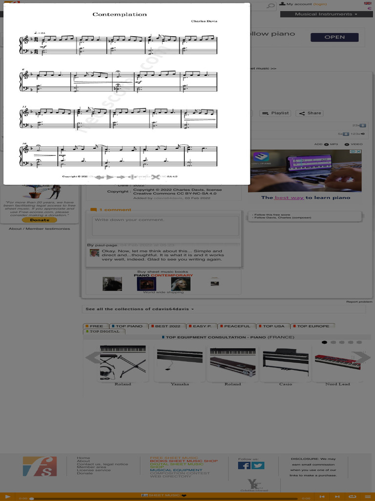 Free Sheet Music Davis, Charles - Contemplation | PDF | Sheet Music