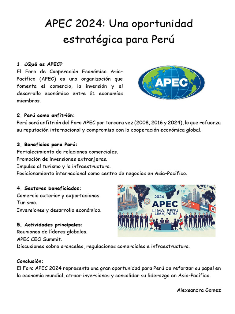 APEC 2024: Oportunidad para Perú | PDF