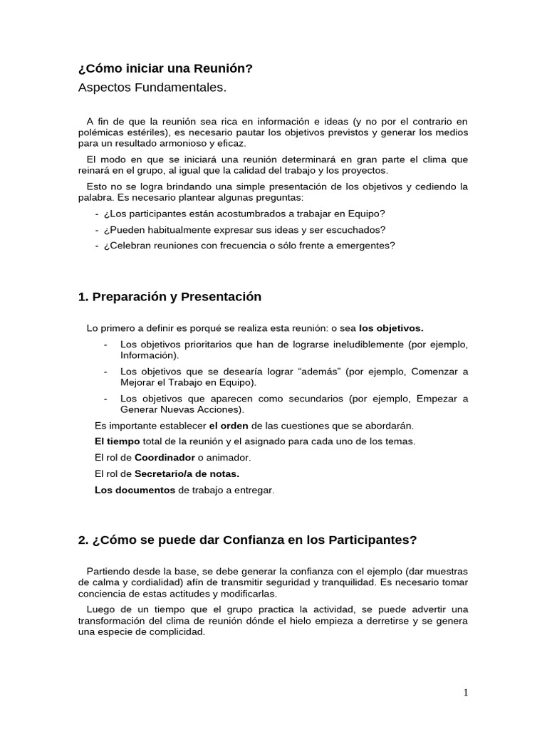 Cómo Iniciar Una Reunión | PDF | Información