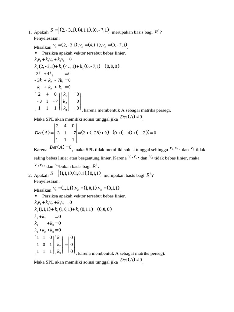 Basis Dan Dimensi (Soal+jawaban) | PDF | Metode & Bahan Ajar