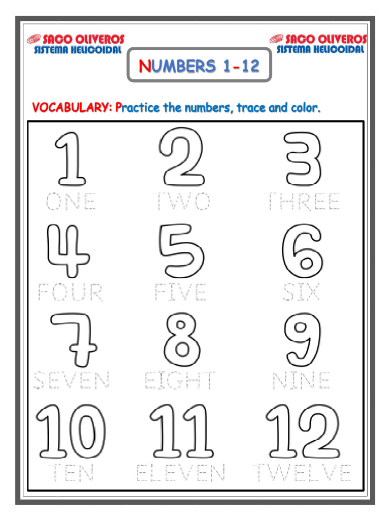 1 Numbers 1-12 | PDF