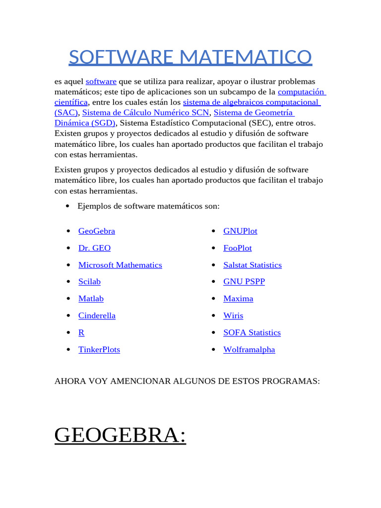 Software Matematico | PDF | Microsoft Office | Spss