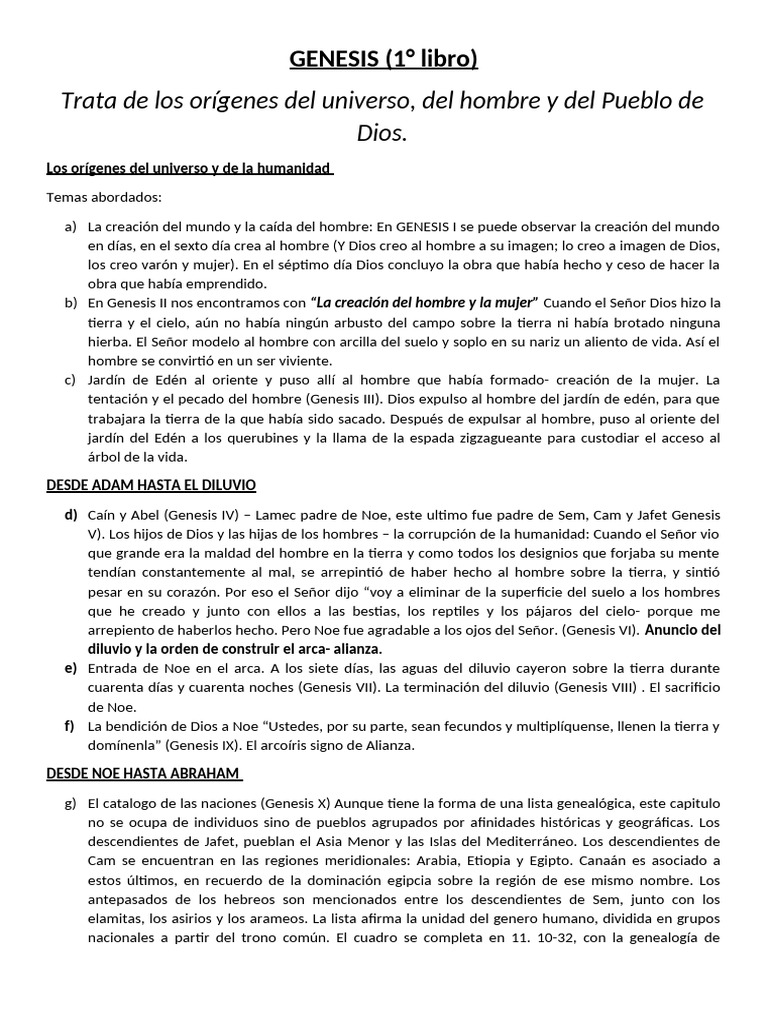 Orígenes del Universo y la Humanidad | PDF | Noé | Narrativa de la ...