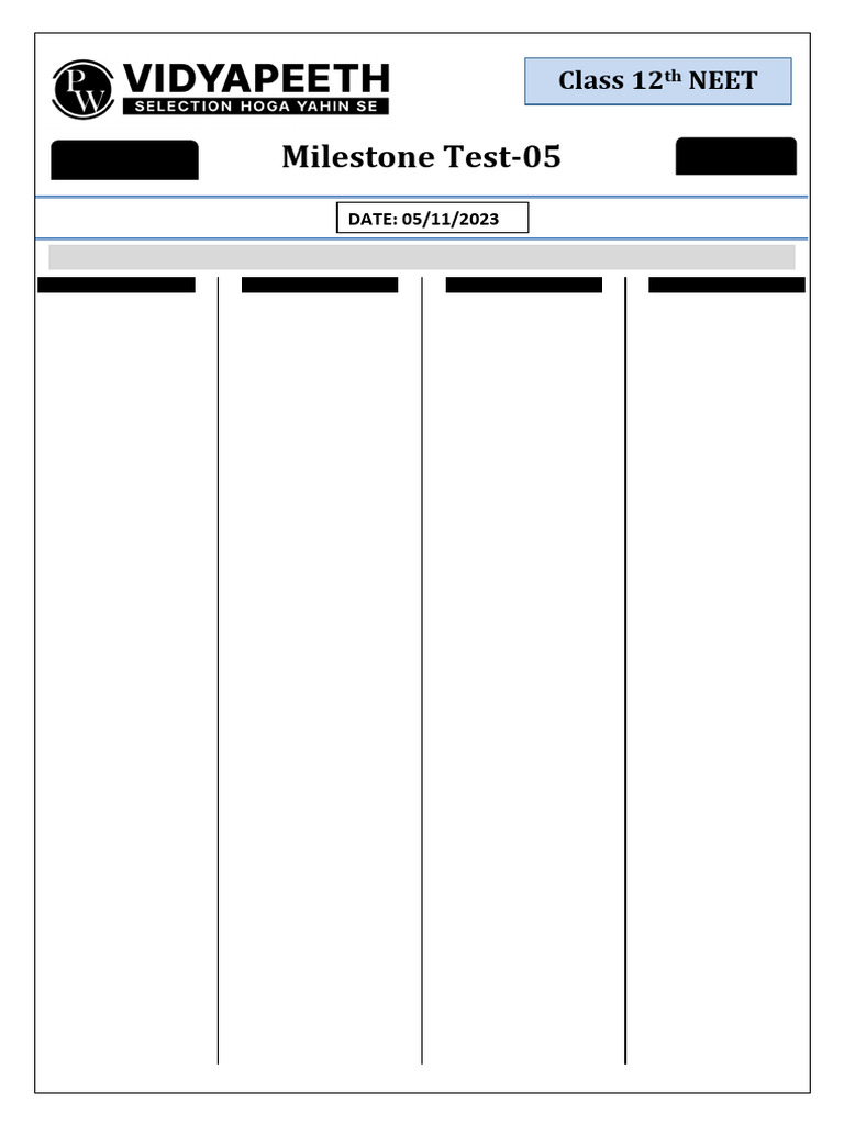 Milestone Test - 05 - Answer Key | PDF | Aldehyde | Chemical Compounds