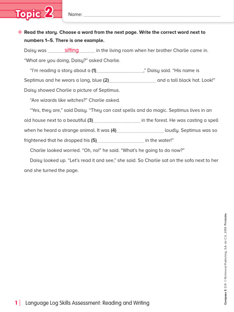 Language Log 3 Topic 2 Reading and Writing Assessment | PDF | Fairies ...