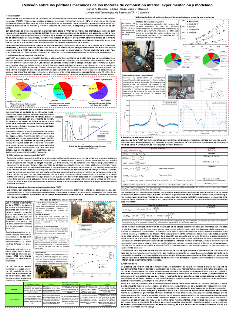 Póster ACOFI 2023 JUAN DAVID PÉRDIDAS MECÁNICAS | PDF | Motores | Pistón