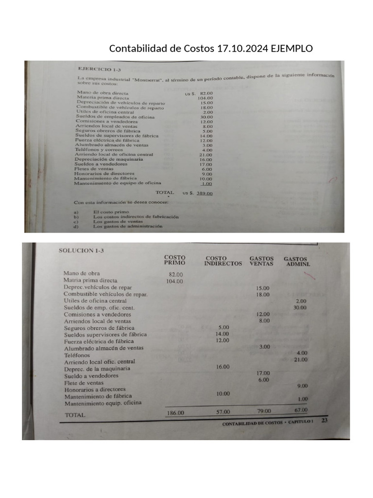 Contabilidad Costos Hallar Costo Primo | PDF