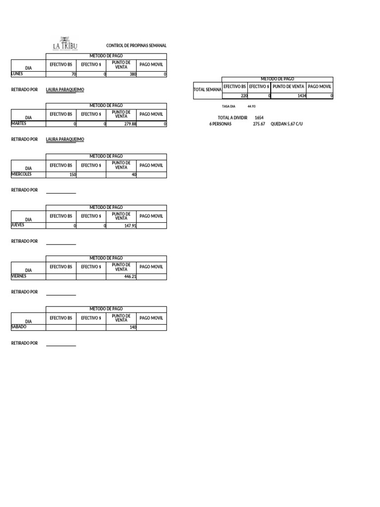 Control de Propinas | PDF