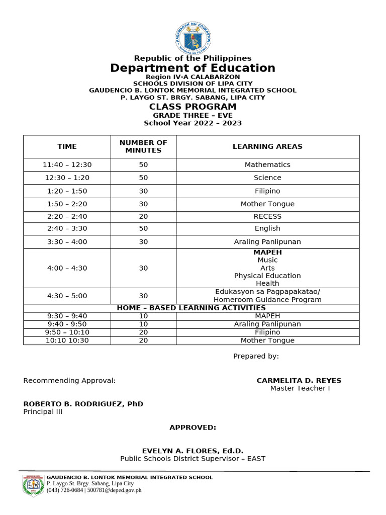 G3 CLASS PROGRAM With HGP | PDF | Government | Public Administration