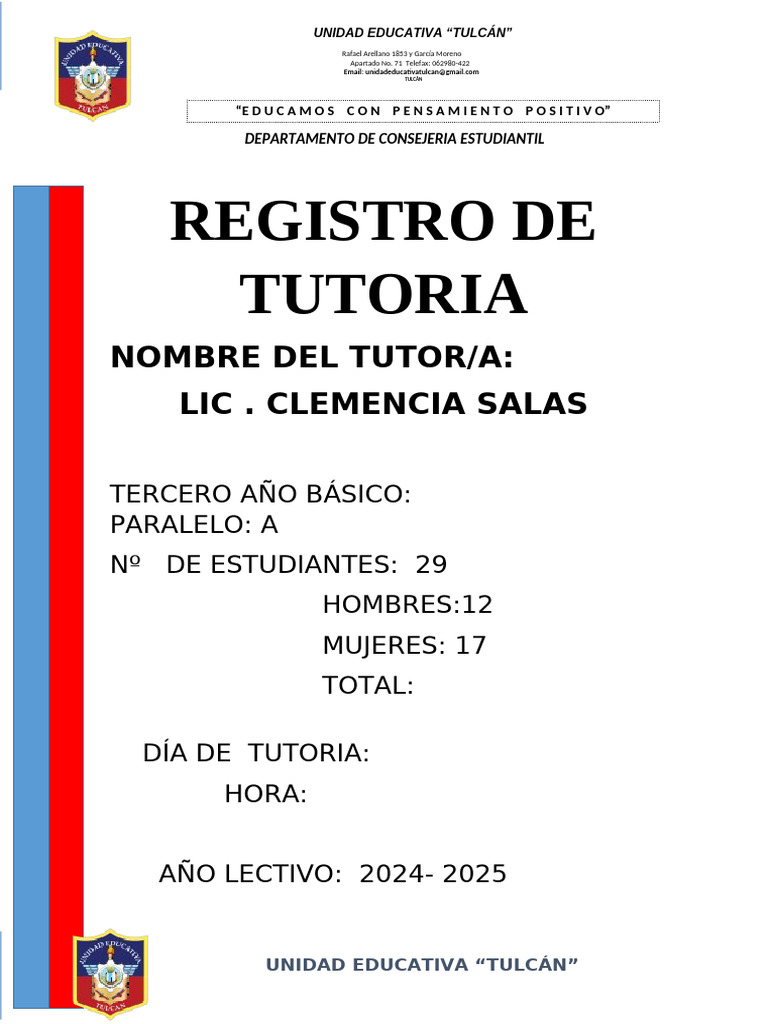 Registro Tutorial 2025- Sede (2) | PDF | Aprendizaje | Modificación de comportamiento