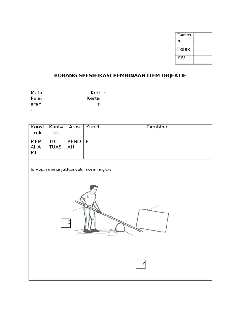 Borang Pembinaan Item Objektif Dan Subjektif (Bahagian c3) | PDF