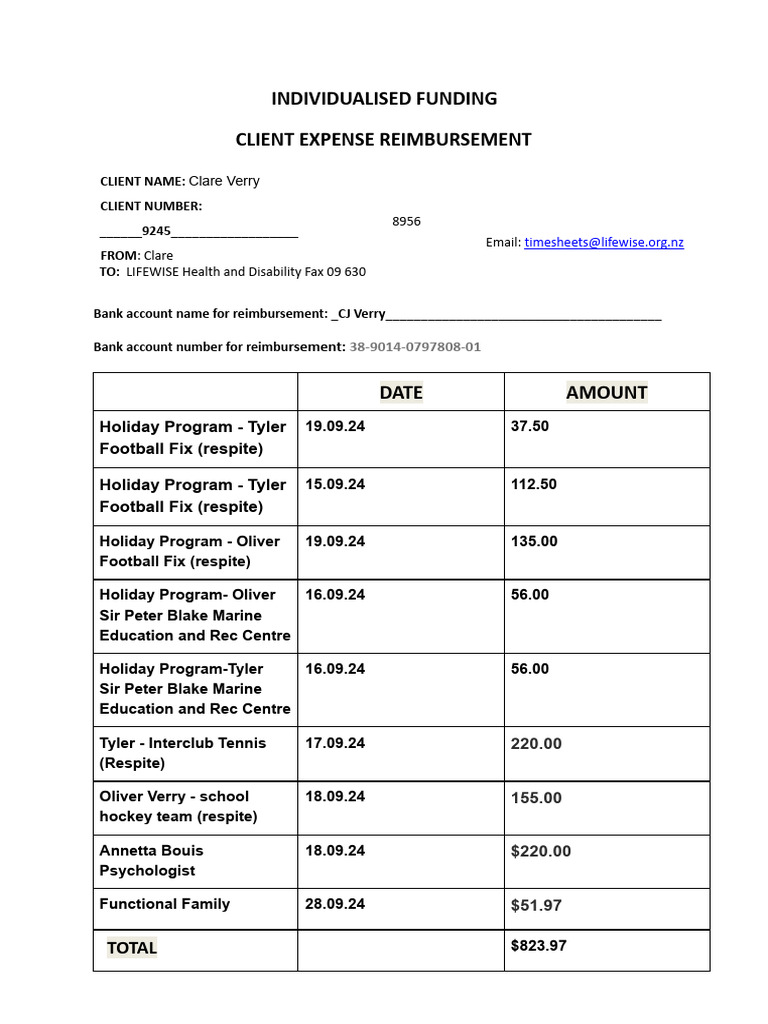 IF Client Expense Reimbursement Oct 2004 | PDF