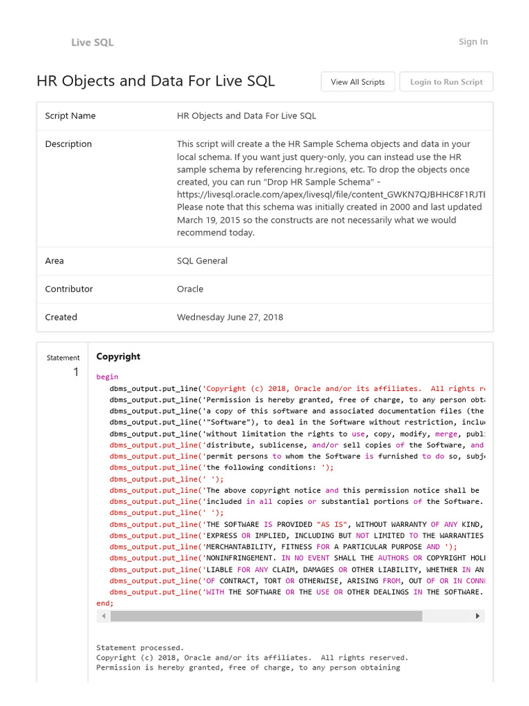 Script - HR Objects and Data | PDF | Data Management Software | Data ...