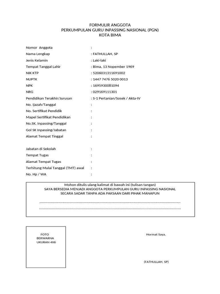 Formulir Anggota | PDF