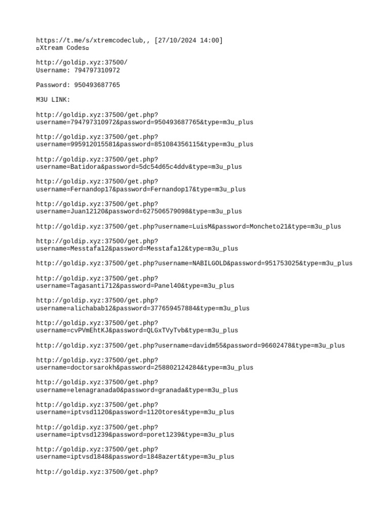 Xtream+Codes+Daily+Lists+3+27 10 2024 | PDF | Computer Security | Security
