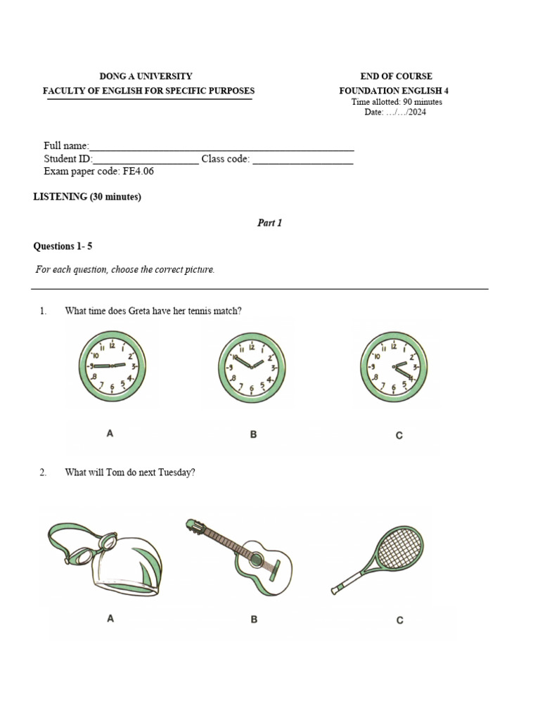English Exam for ESP Students | PDF | Giant Panda