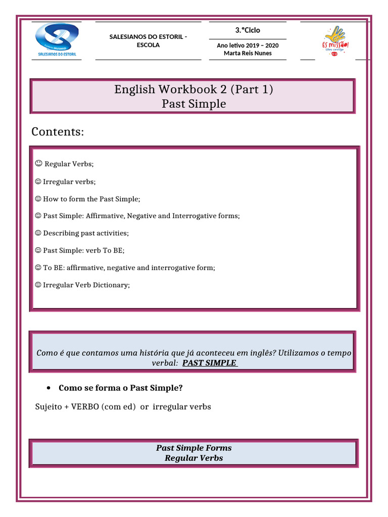 Past_Simple__Workbook_2_Part_1 | PDF | Linguistic Typology | Grammar