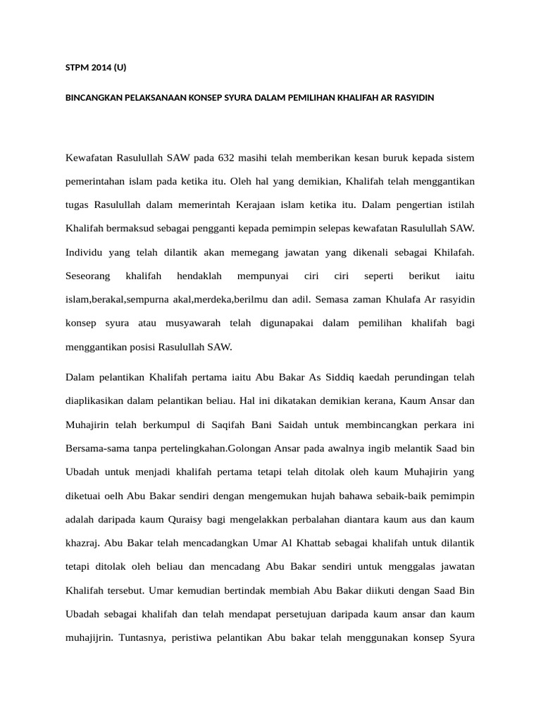 F.nazihan Konsep Syura Dalam Pemilihan Khalifah | PDF F.nazihan Konsep Syura Dalam Pemilihan Khalifah | PDF