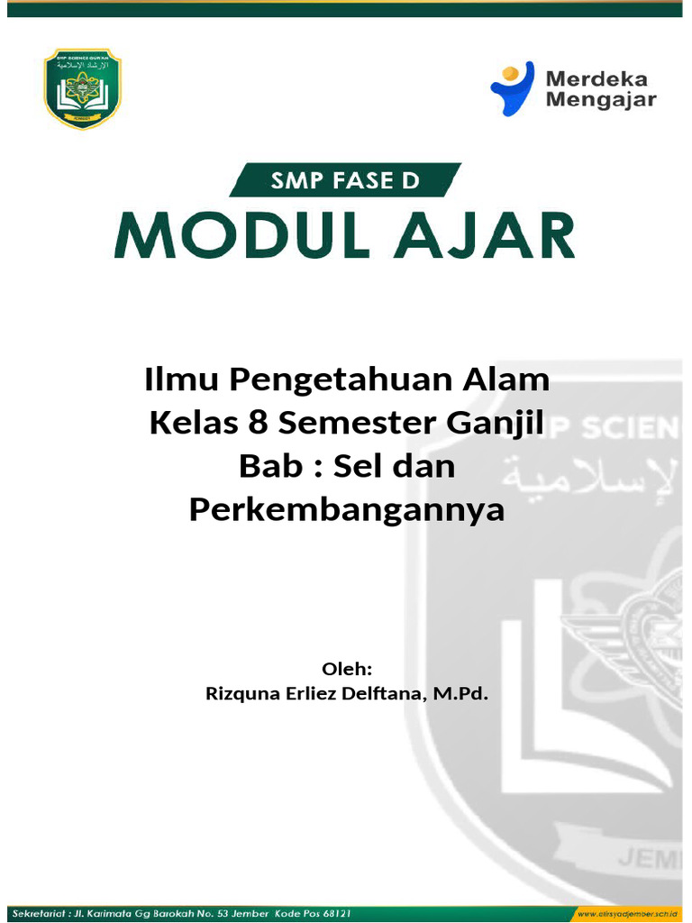 Modul Ajar IPA Kelas 8 Ganjil Bab Sel Dan Perkembangannya | PDF