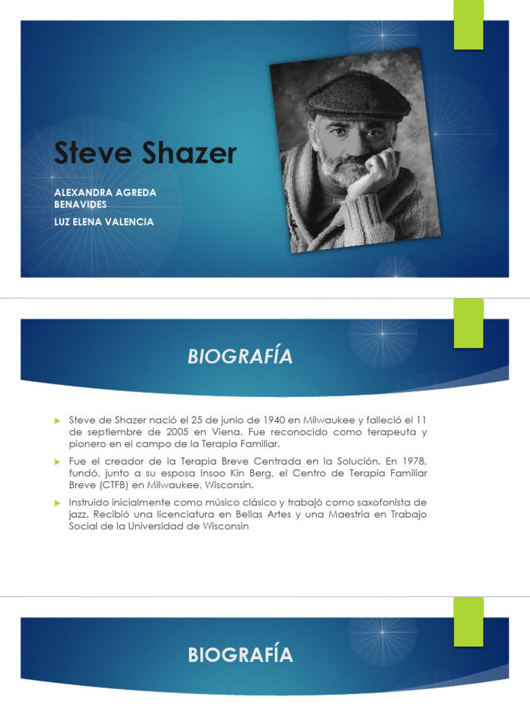 Biografía y Terapia Breve de Steve de Shazer | PDF | Psicoterapia ...