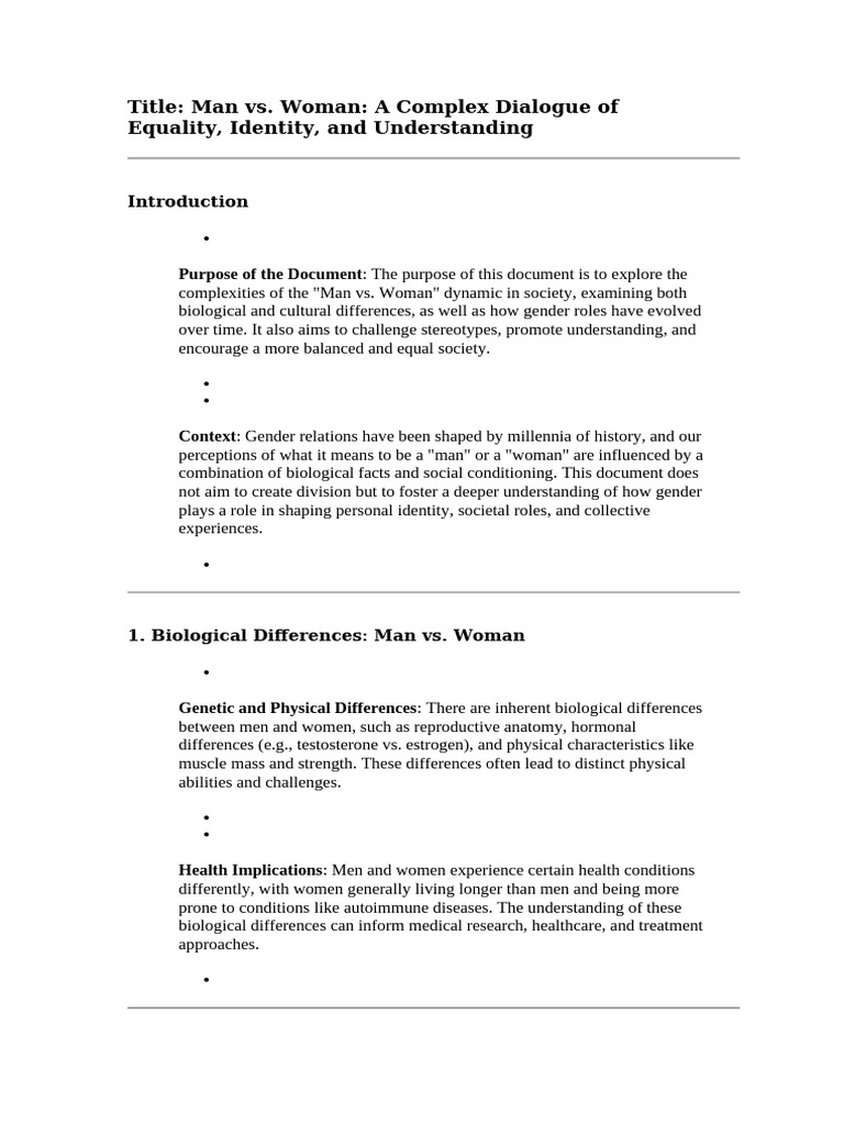Man Vs Woman | PDF | Gender | Gender Studies