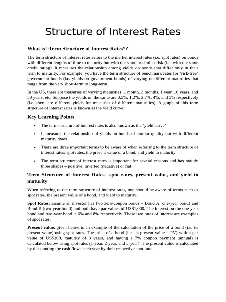 Understanding Term Structure of Interest Rates | PDF | Yield Curve ...