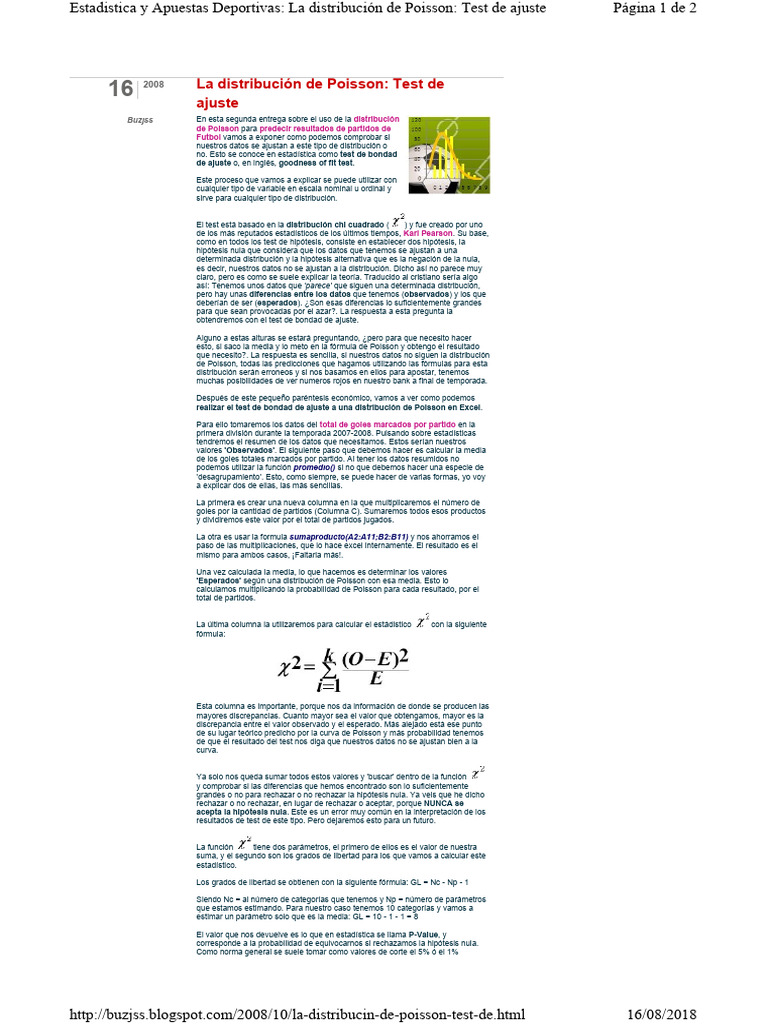 La Distribucion de Poisson Test de Ajust | PDF | Hipótesis | Estadísticas