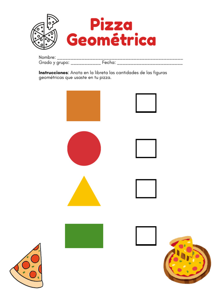 Actividad de Pizza Geométrica para Niños | PDF