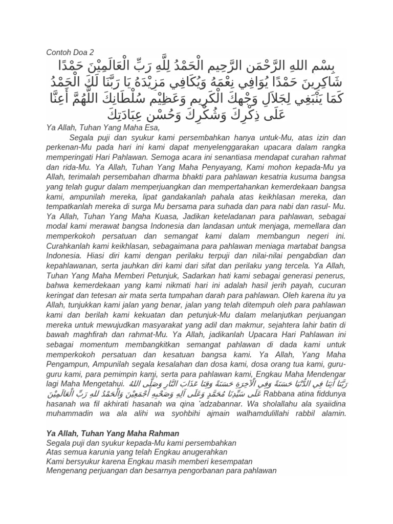 Contoh Doa 2 | PDF | Kajian Bahasa Asing | Agama & Spiritualitas