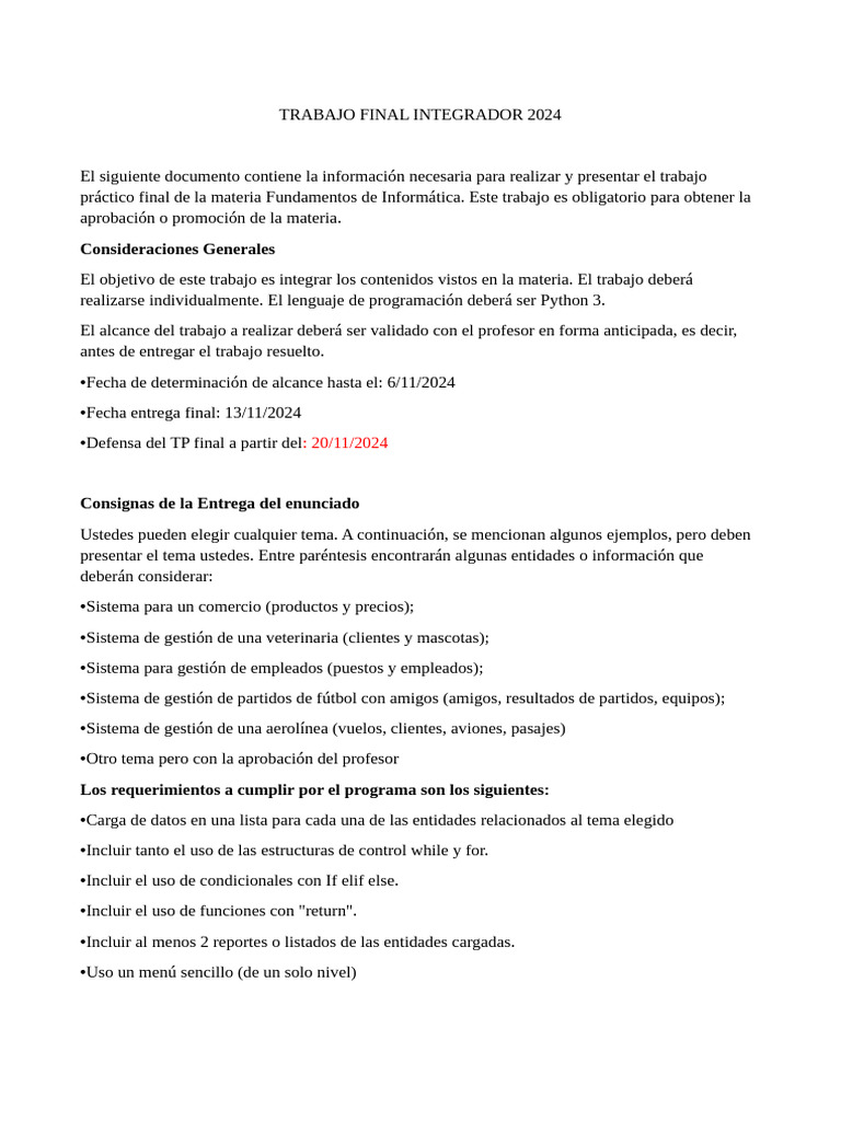 TP Integrador | PDF | Python (lenguaje de programación) | Programa de computadora