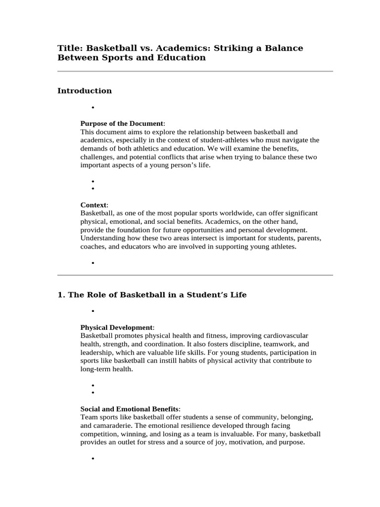 Basketball Vs Education | PDF | Sports | Cognition