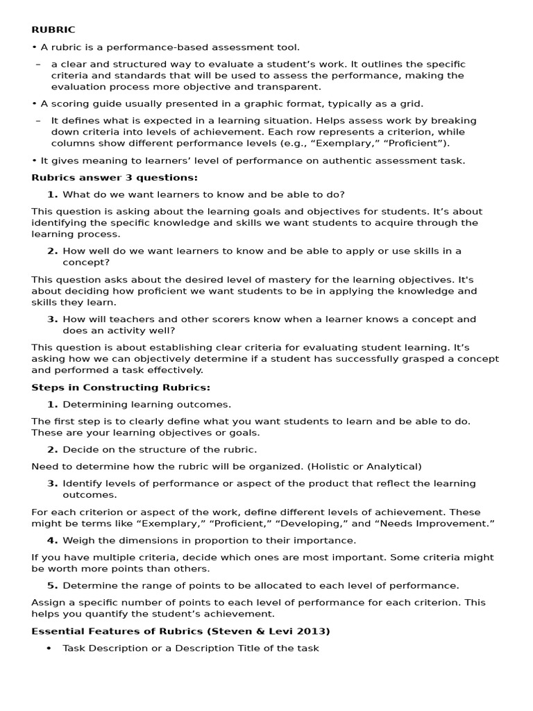Rubrics Holistic Pdf Rubric Academic Educational Assessment 4242
