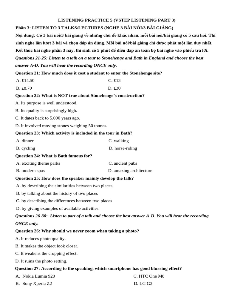 Listening Practice 5 With Keys Pdf Smartphone Macro Photography