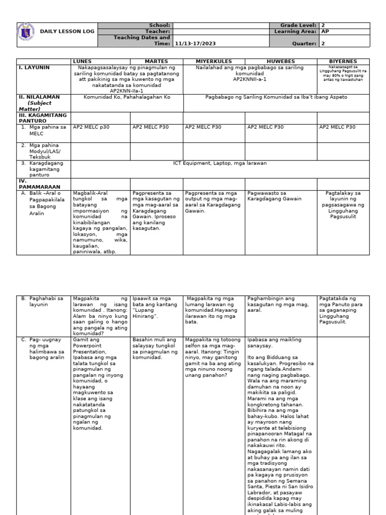 Ap2 Q2 W1-2 Filipino | PDF