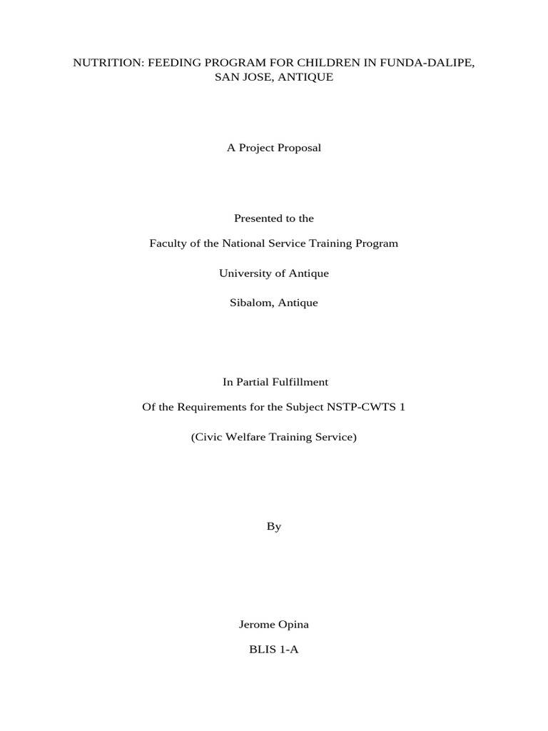 CWTS-Advocacy-Proposal | PDF | Malnutrition