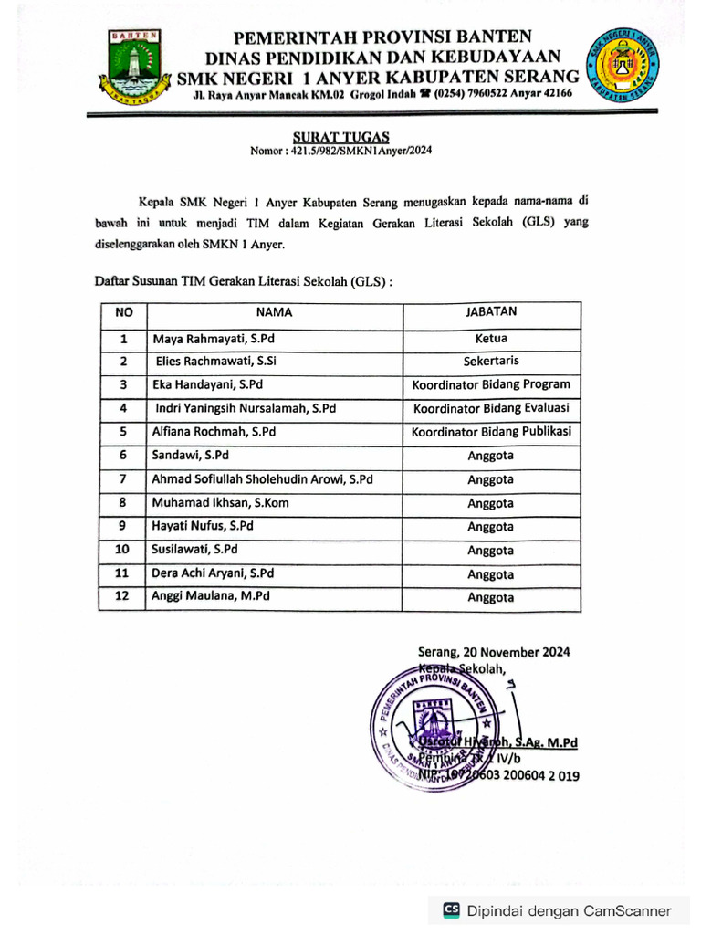 Surat Tugas TIM GLS | PDF
