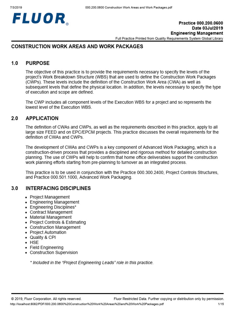 000.200.0600 Construction Work Areas and Work Packages | PDF | Scope ...