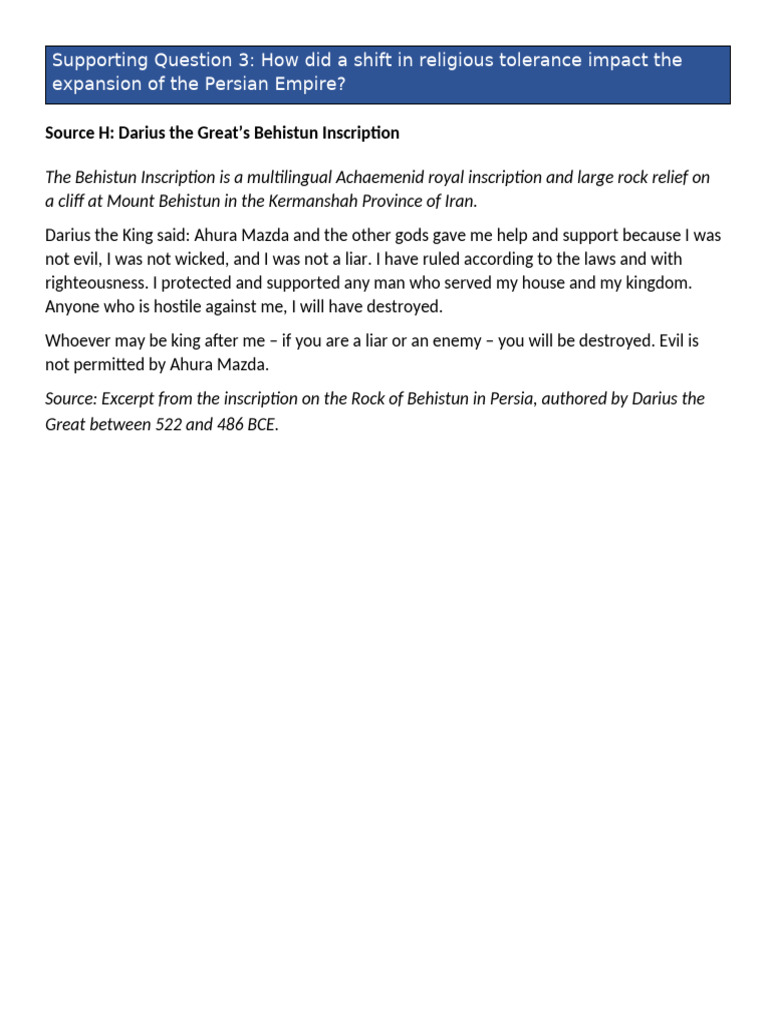 Source H - Darius The Great's Behistun Inscription | PDF