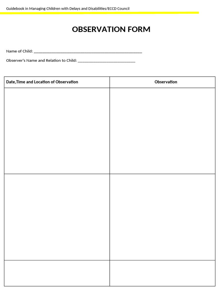 Observation Form | PDF