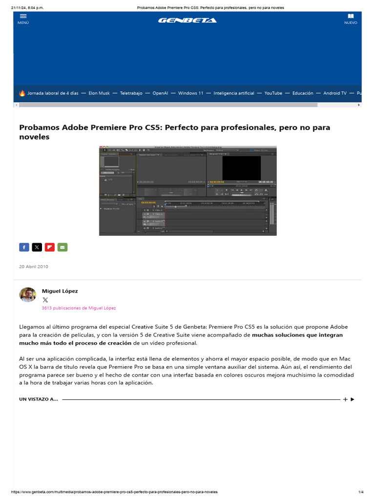 Probamos Adobe Premiere Pro CS5 - Perfecto para Profesionales, Pero No ...